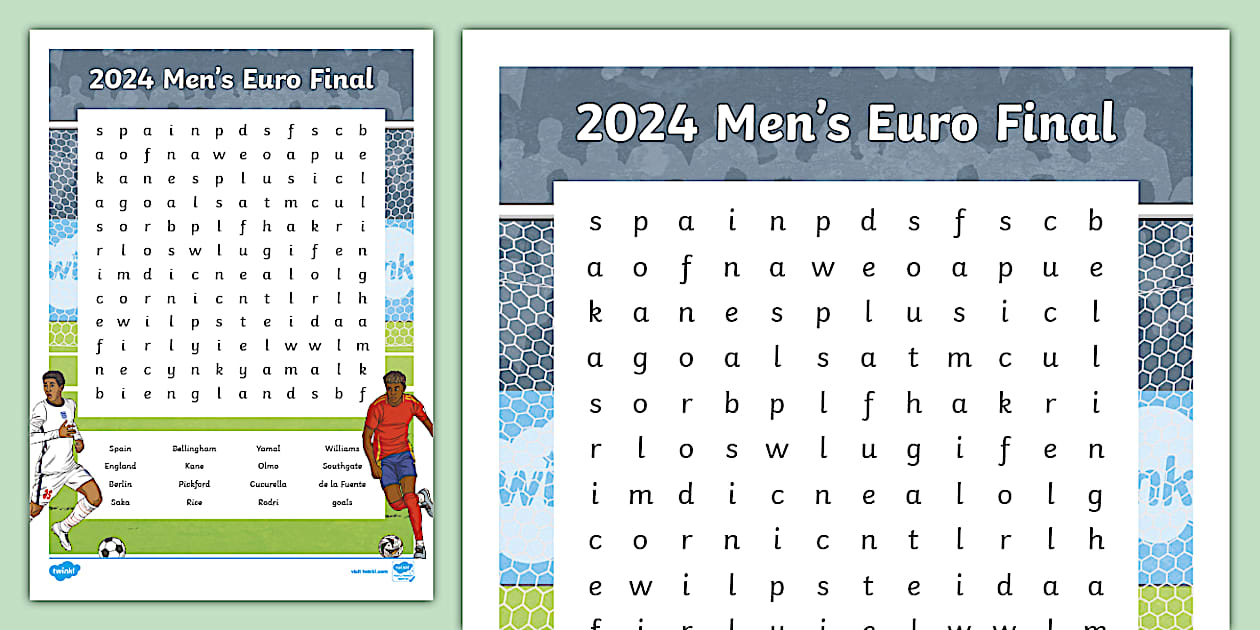 2024 Men's Euro Final Word Search - KS2 (teacher made)