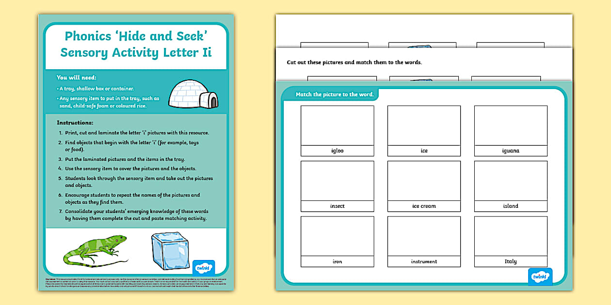 Phonics 'Hide and Seek' Sensory Activity - Letter Ii