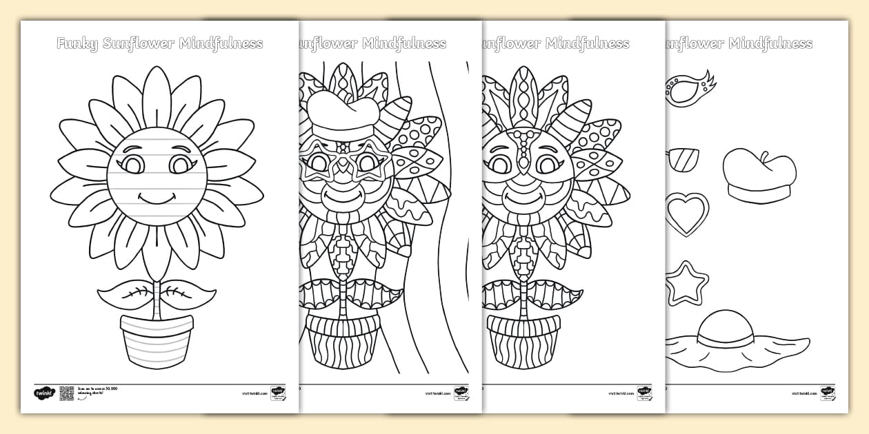 Funky Sunflower Mindfulness Colouring Pages (teacher made)