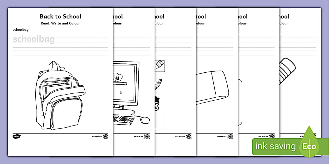 Back to School: Read, Write and Colour Activity - Twinkl