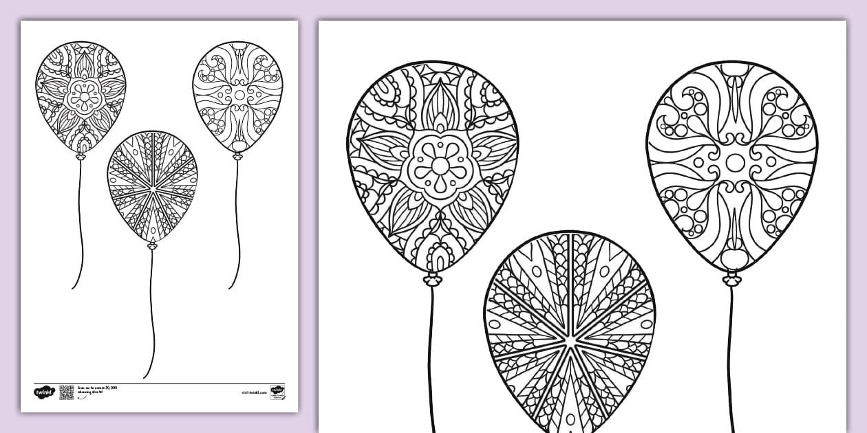Balloon Mindfulness Colouring Page - Twinkl - KS1 - Twinkl