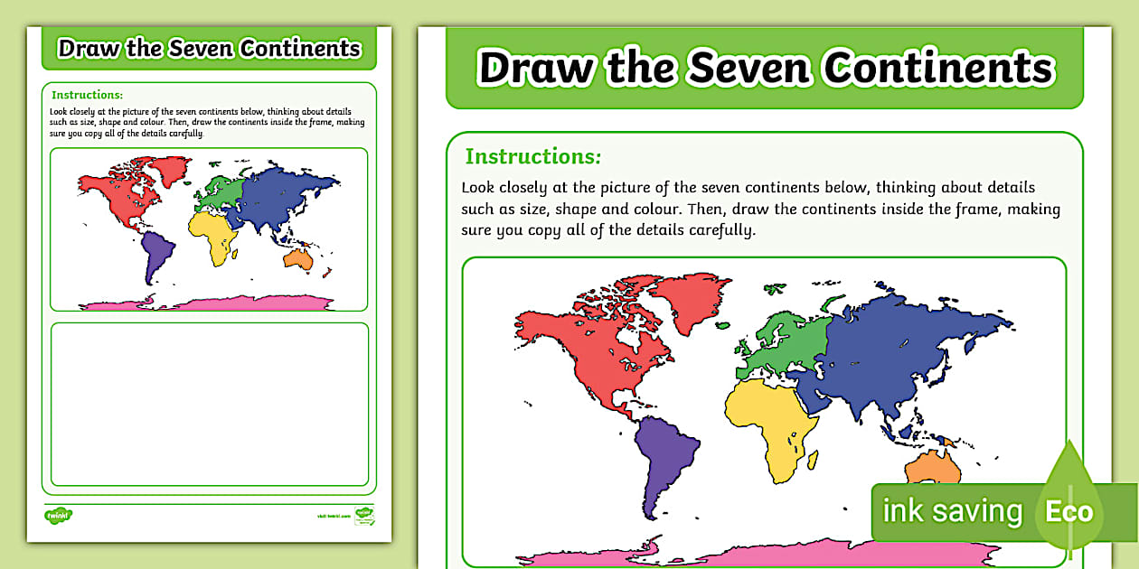 Seven Continents Map Drawing Activity (Teacher-Made)