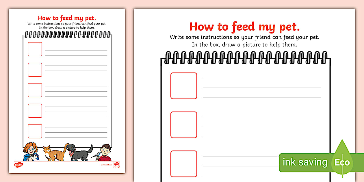 Feeding a Pet Instruction Template (teacher made) - Twinkl