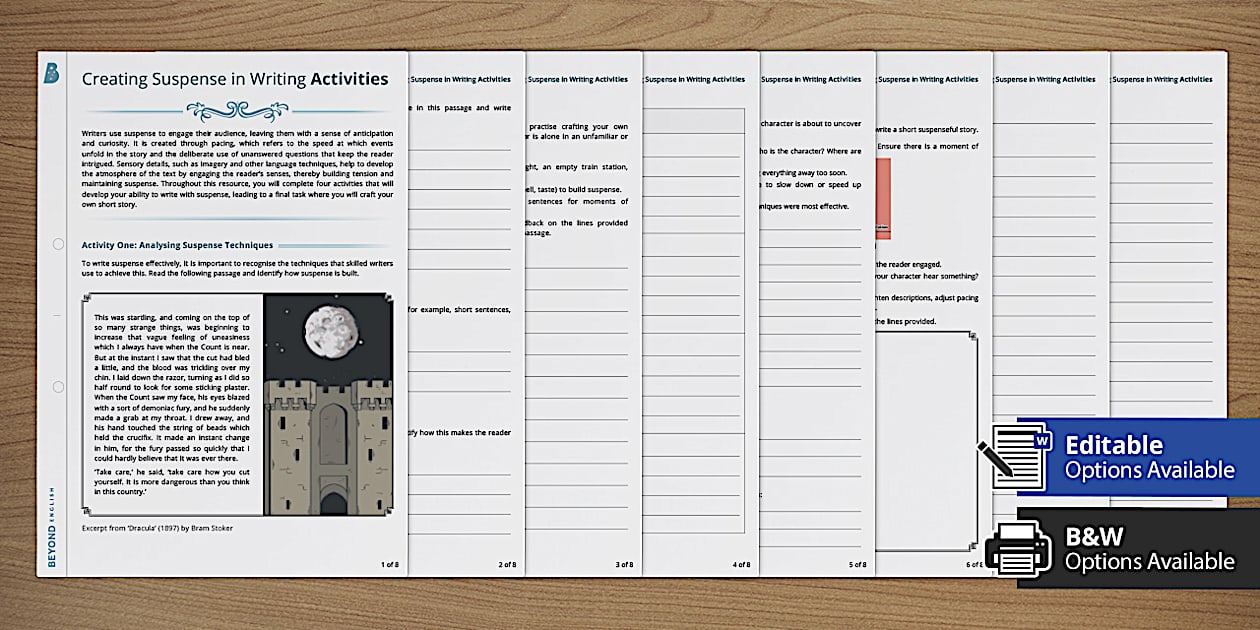 Creating Suspense in Writing - Activities (teacher made)