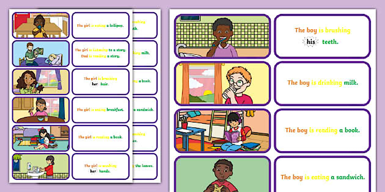 Black and White SVO Picture Description Cards (Teacher-Made)