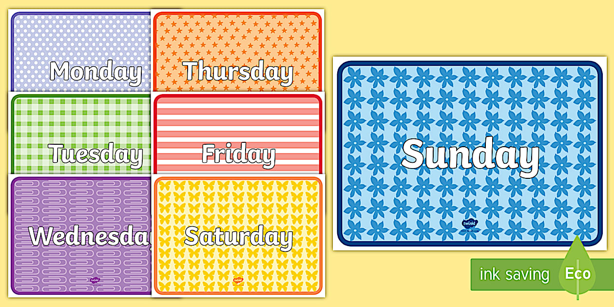 Patterned Days of the Week Posters (teacher made) - Twinkl