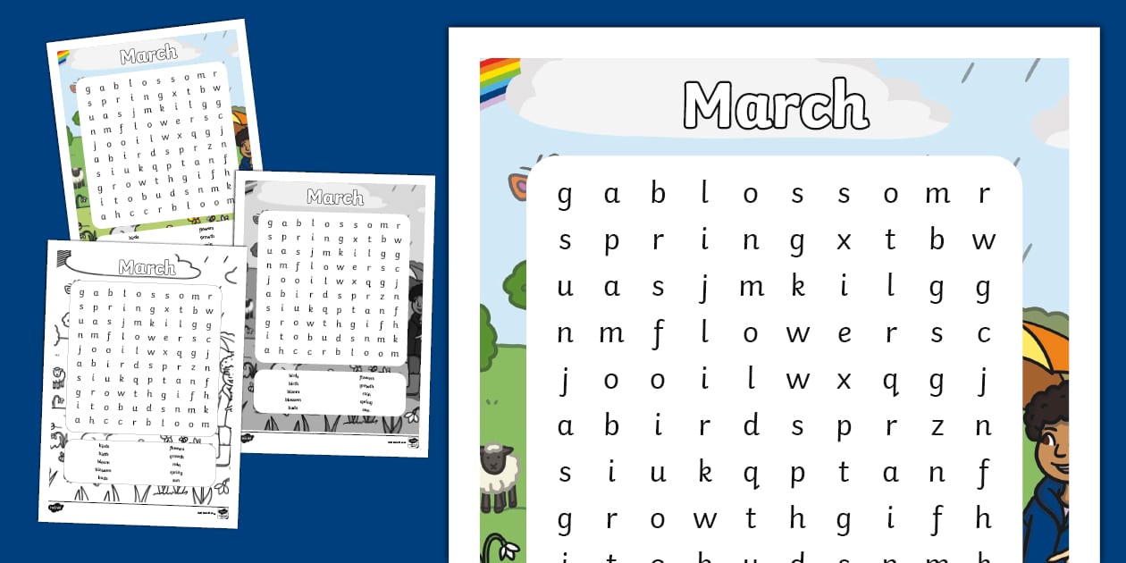 March Word Search - Twinkl Months of the Year - Twinkl