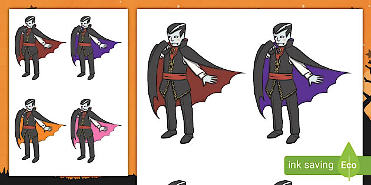 Black and White Editable Halloween Vampires (Small) - Twinkl