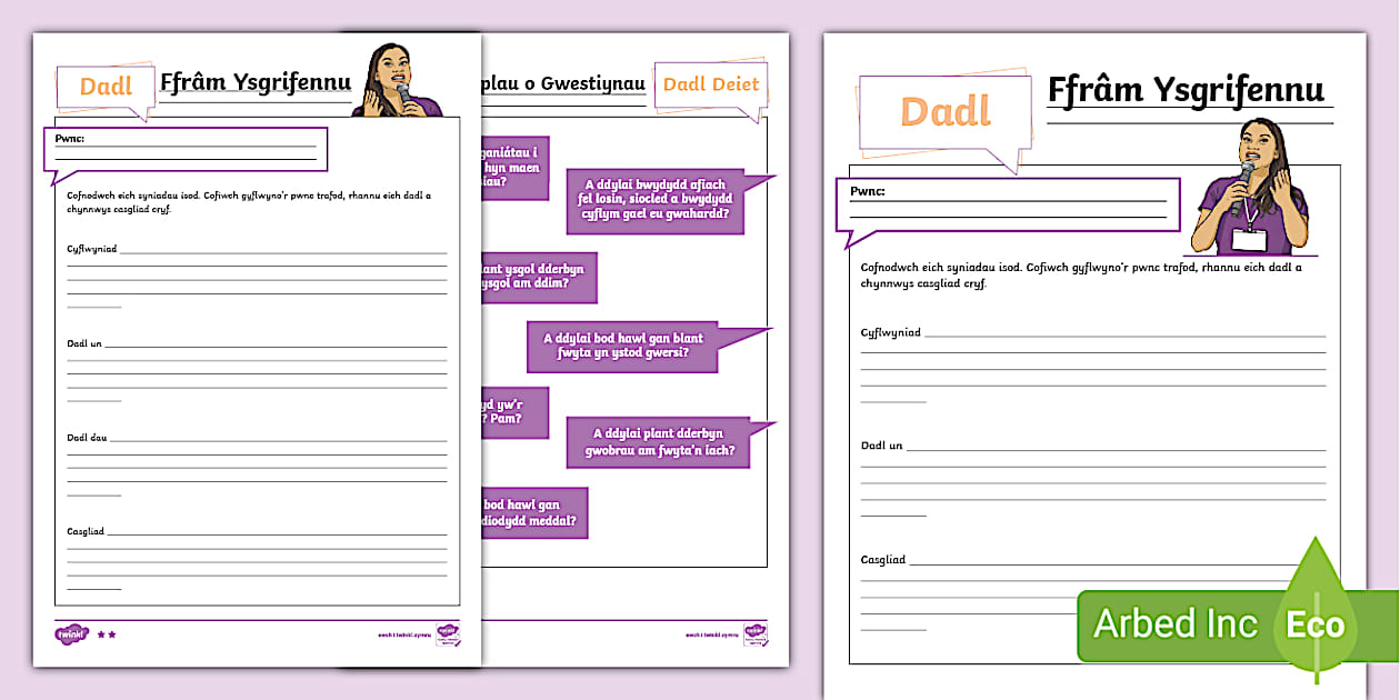 Dadl am Ddeiet: Syniadau Trafod a Ffrâm Ysgrifennu - Twinkl