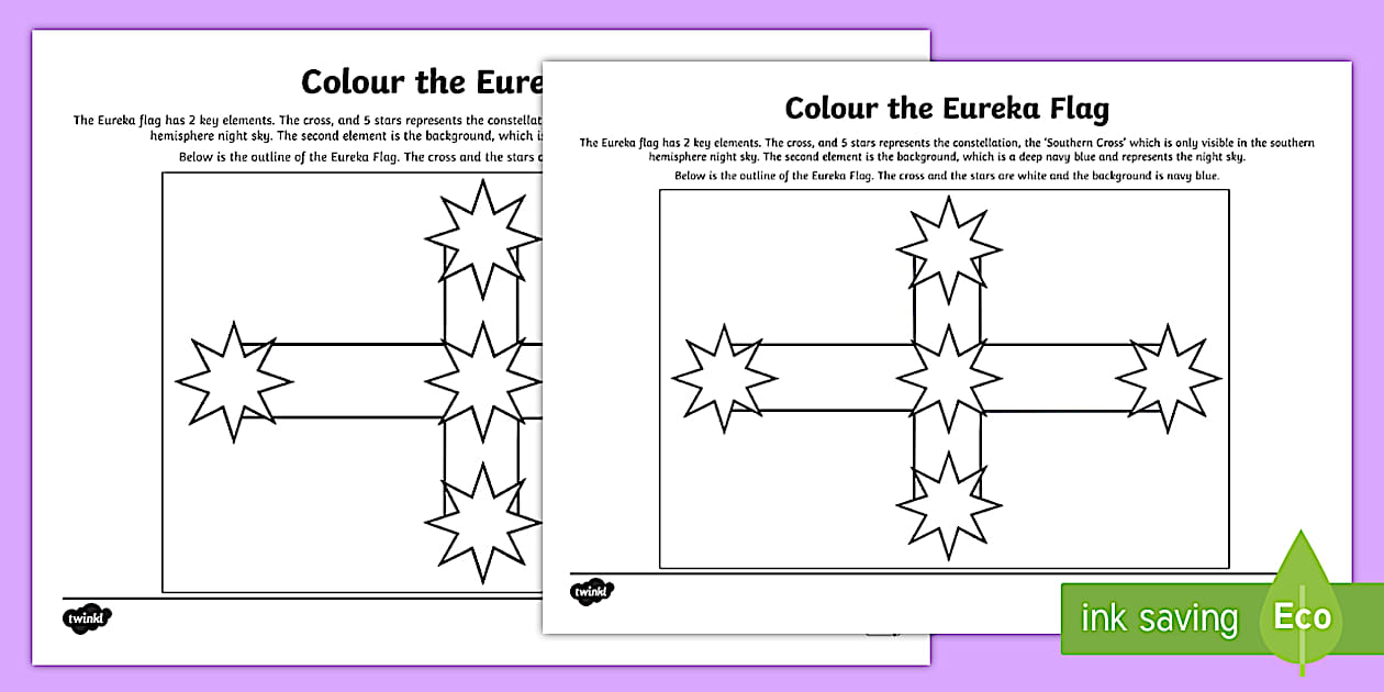 Eureka Flag Colouring Page - Year 5 History (teacher made)