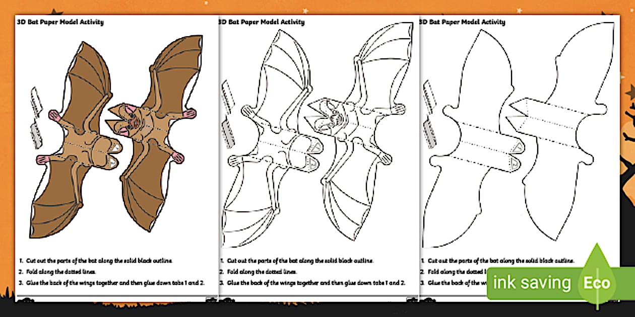 3D Bat Halloween Template | Twinkl Bat Craft | Ready-to-use