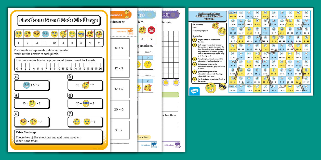 👉 Year 2 Maths Week Carousel Activity Pack - Emoticon Themed