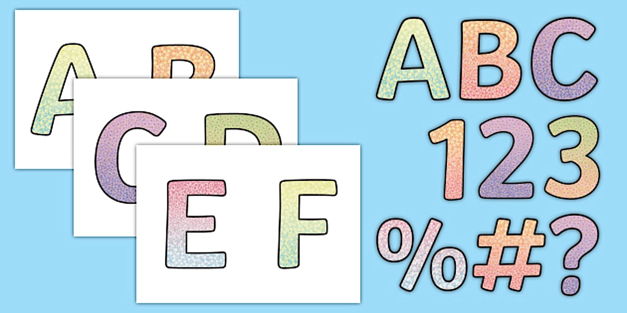 Pastel Glitter Display Lettering DS Template (teacher made)