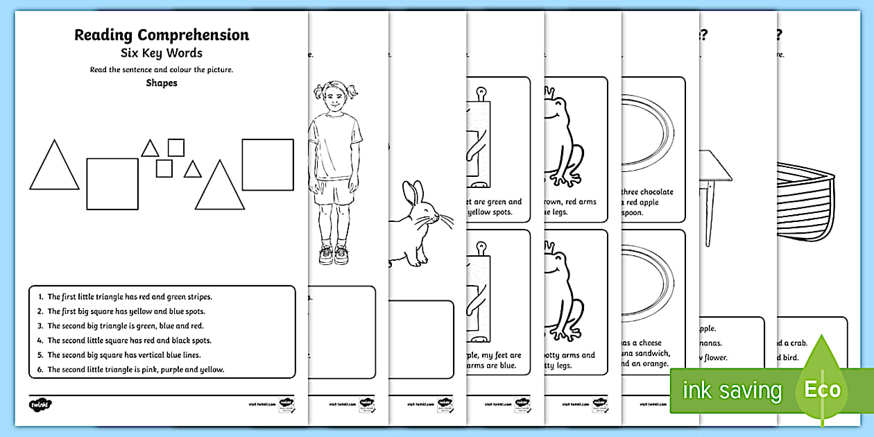 Six Key Word Reading Comprehension Worksheet (teacher made)