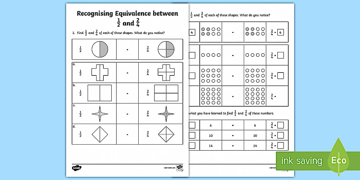 Lower Ability Recognising Equivalence Between 1 Half and 2 Quarters ...