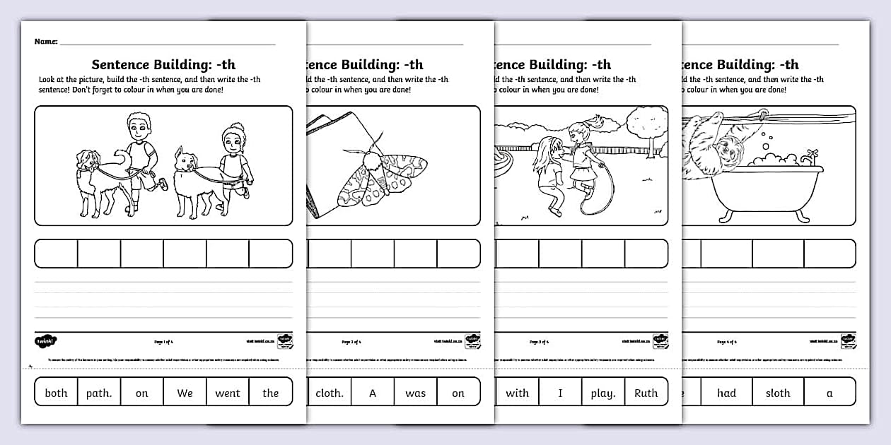 Phonics Sentence Building: -th (teacher made) - Twinkl