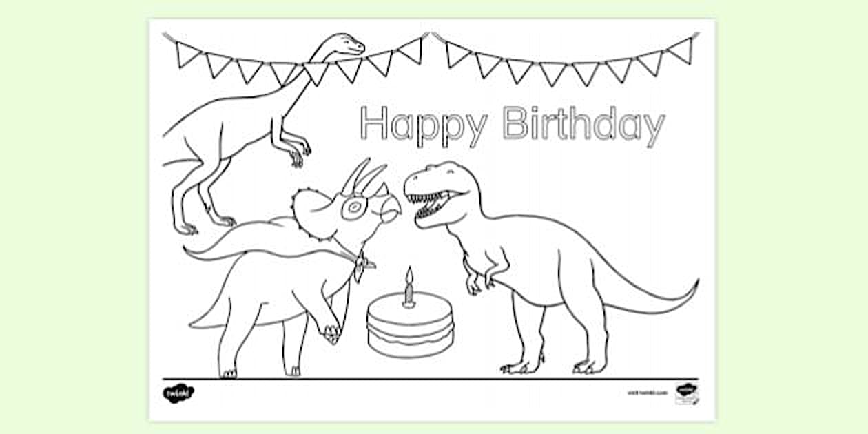 Birthday Dinosaur Colouring Page | Colouring Sheets - Twinkl