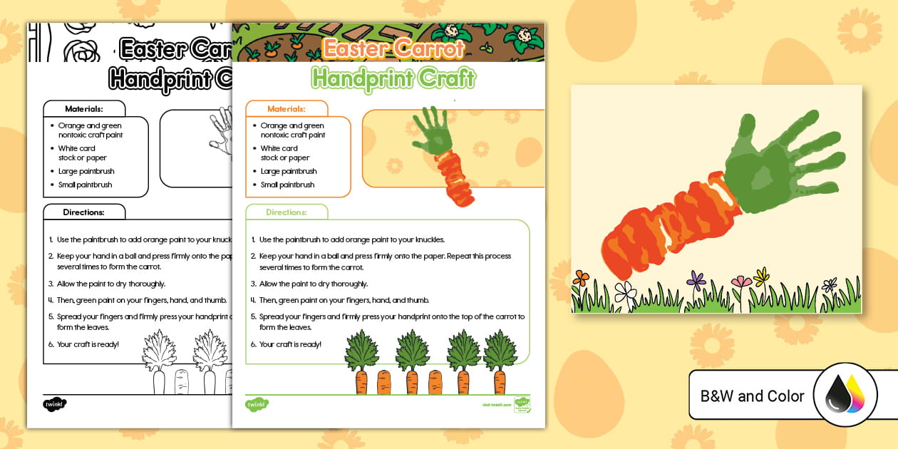 Easter Carrot Handprint Craft (teacher made) - Twinkl