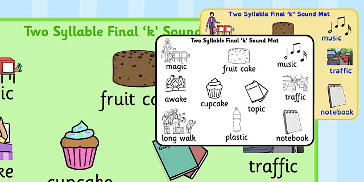 Two Syllable Final 'K' Sound Word Mat 2 - Twinkl