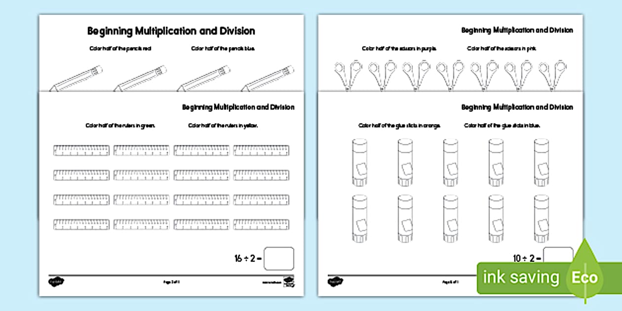 Beginning Multiplication and Division Worksheet - Twinkl