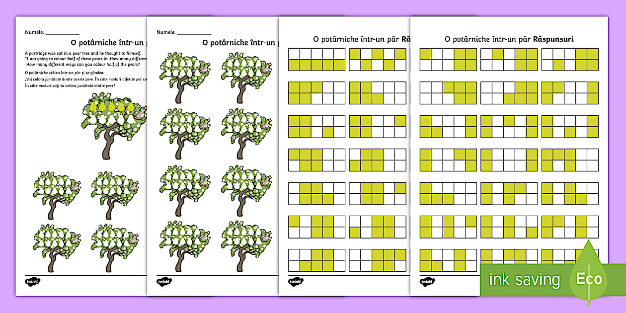 Potârnichea într un păr Fișă de activitate - Twinkl