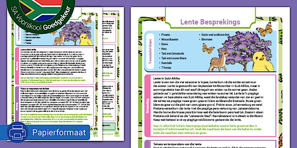 Lente: Kringtyd Besprekingsbladsye (Teacher-Made) - Twinkl