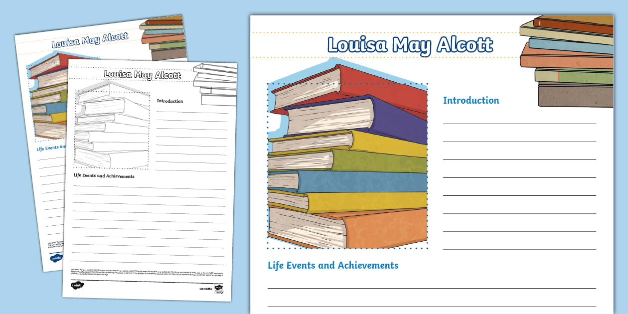 Louisa May Alcott Biography Template - Twinkl