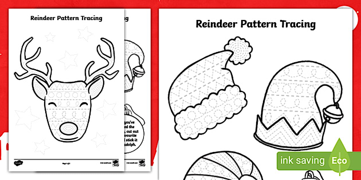 Reindeer Pattern Tracing Activity (teacher made) - Twinkl