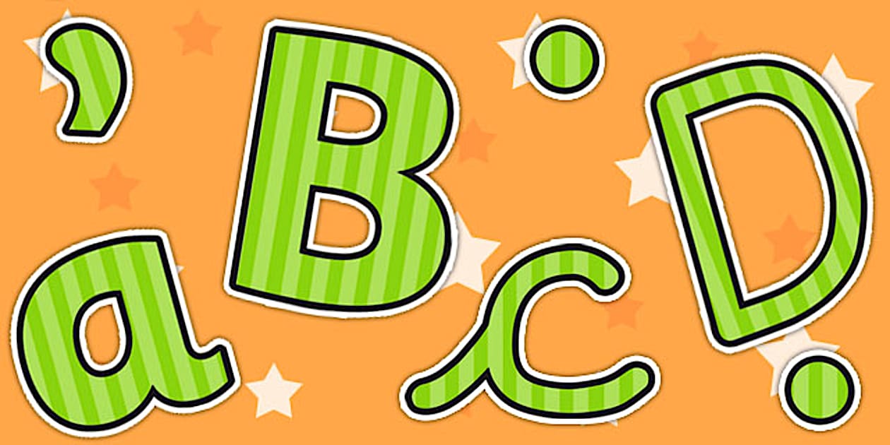 Green Striped Themed A4 Display Lettering (teacher made)