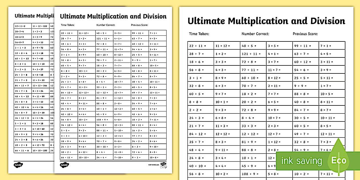 Ultimate Multiplication and Division Worksheet / Worksheet - Ultimate