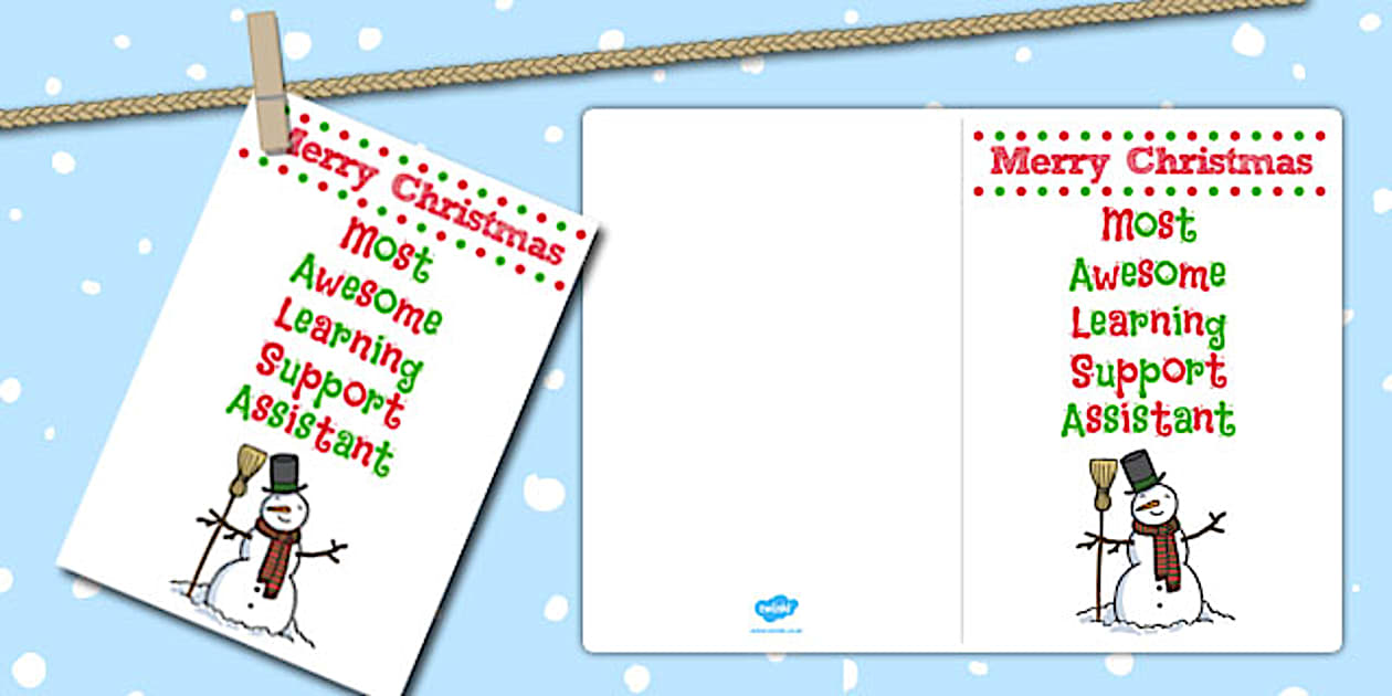 Black and White Most Awesome Learning Support Assistant Christmas Card
