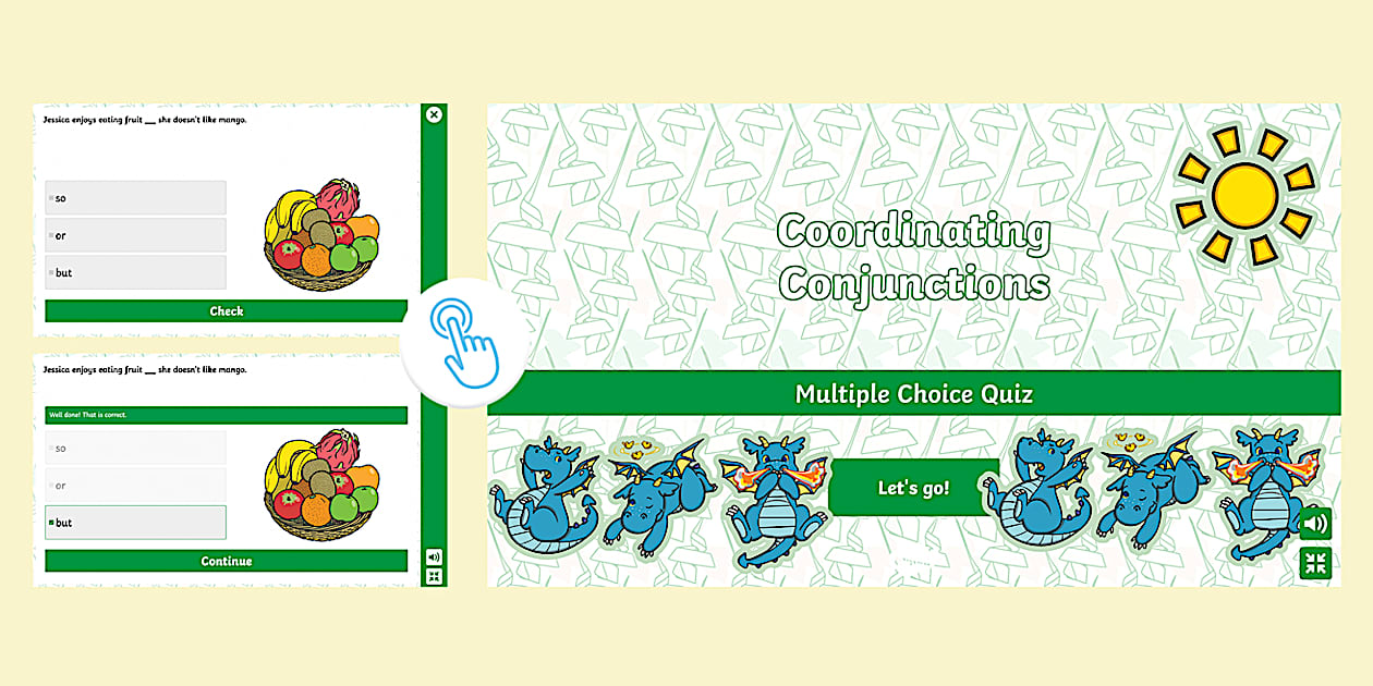 Coordinating Conjunctions Multiple Choice Interactive Quiz