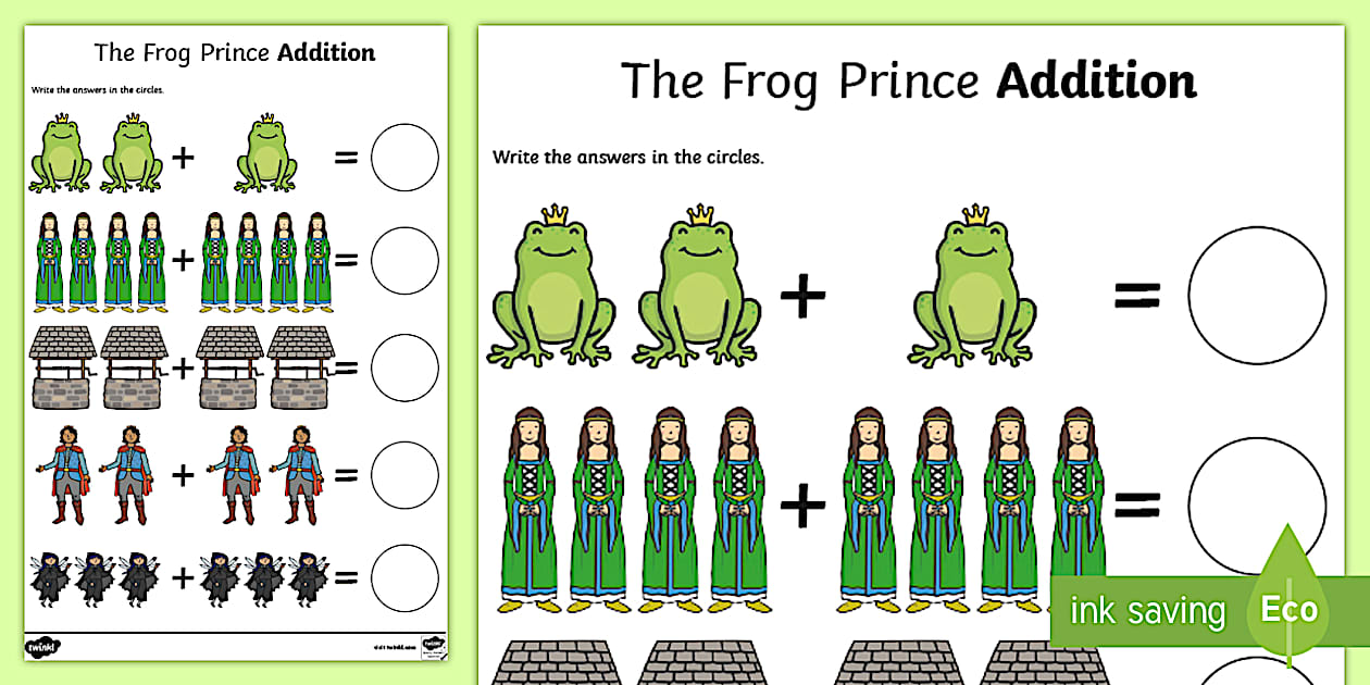 Editable The Frog Prince Addition Sheet - Twinkl