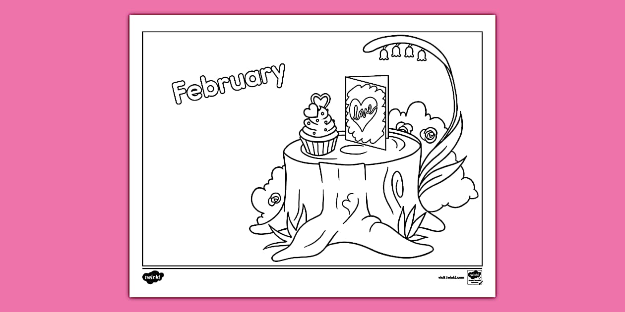 February Coloring Sheet (Teacher-Made) - Twinkl