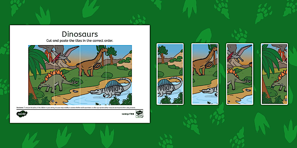 Dinosaurs Puzzle Strips (teacher made) - Twinkl