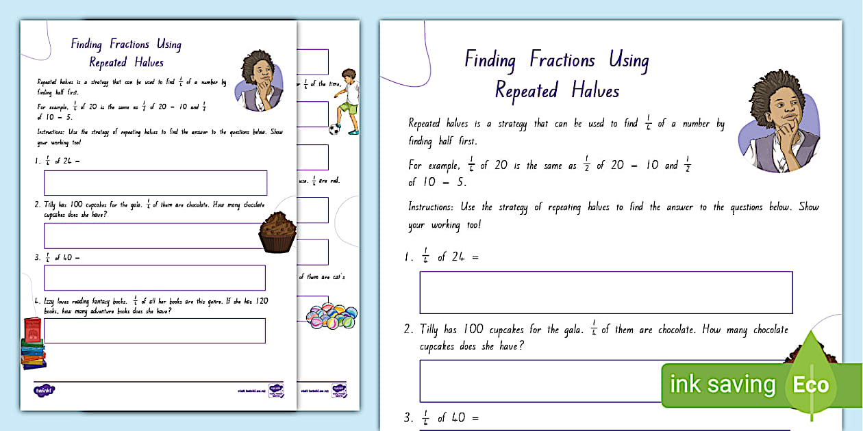 Finding Fractions Using Repeated Halves - Twinkl