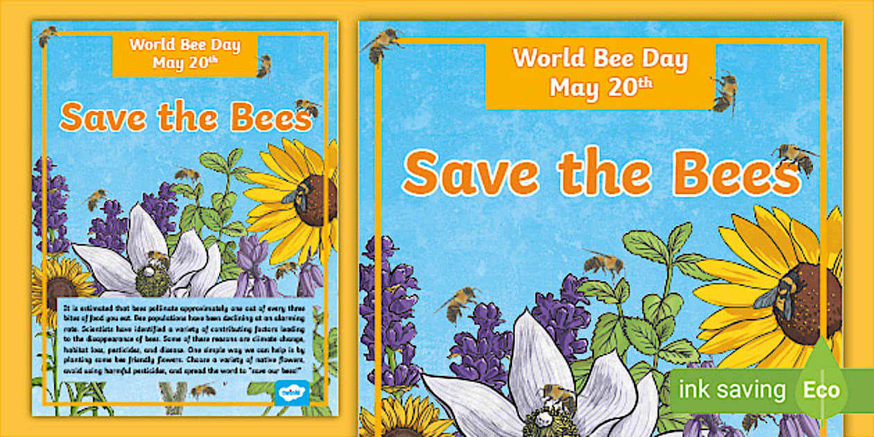 World Bee Day Poster - Environmental Classroom Display