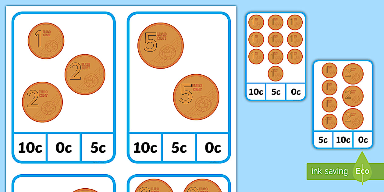 Senior Infants Euro Amounts Peg Cards