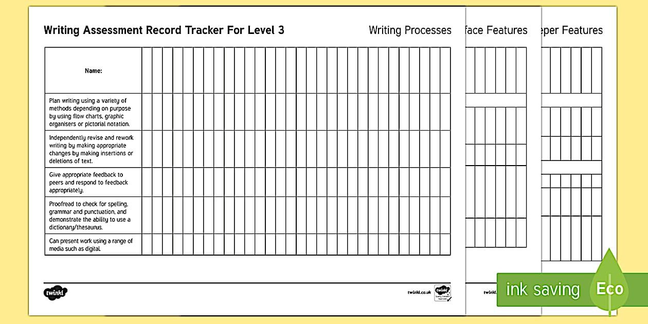 New Zealand Level 3 Writing Assessment Tracker - Twinkl