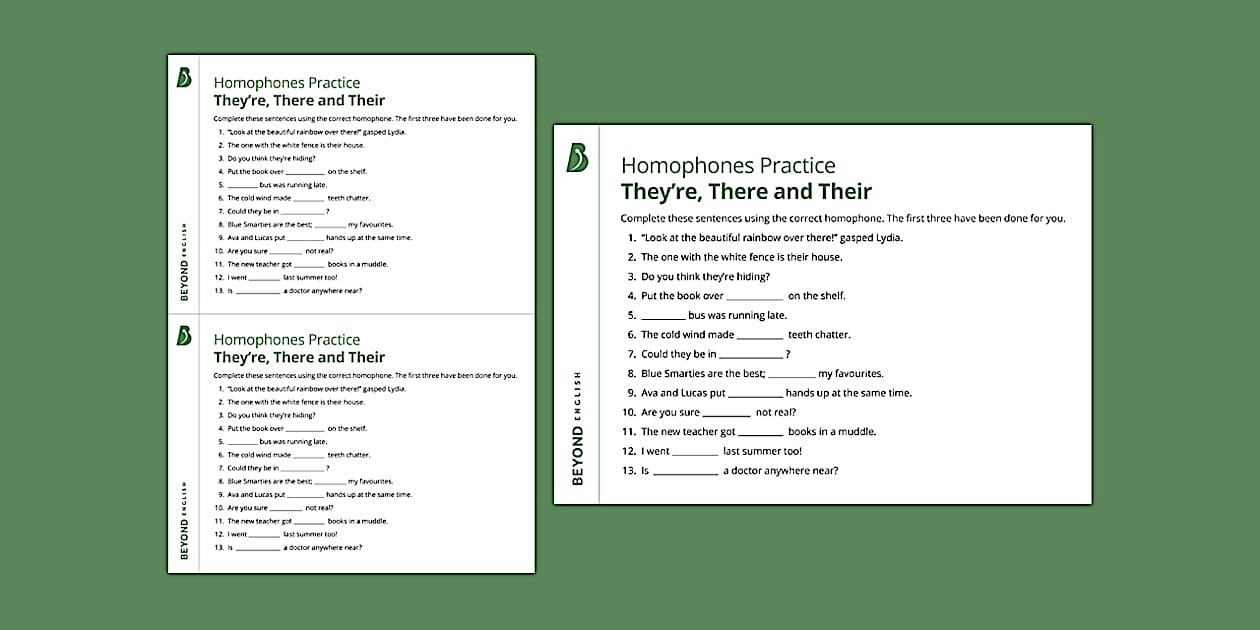 Editable There, their and They're Worksheet - Homophones Practice