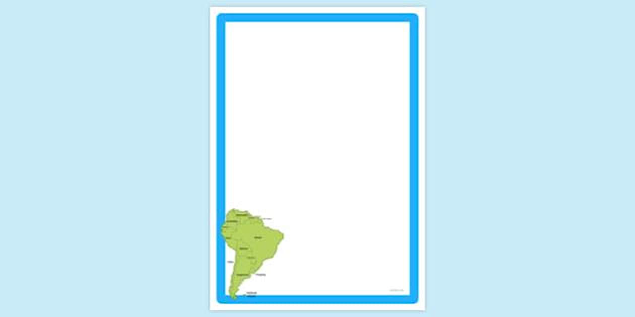 Simple Blank South America Map Page Borders | Twinkl