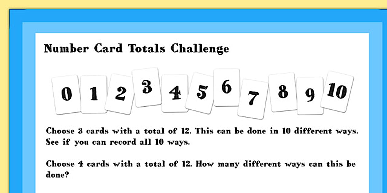 A4 KS1 Number Card Totals Maths Challenge Poster - Twinkl