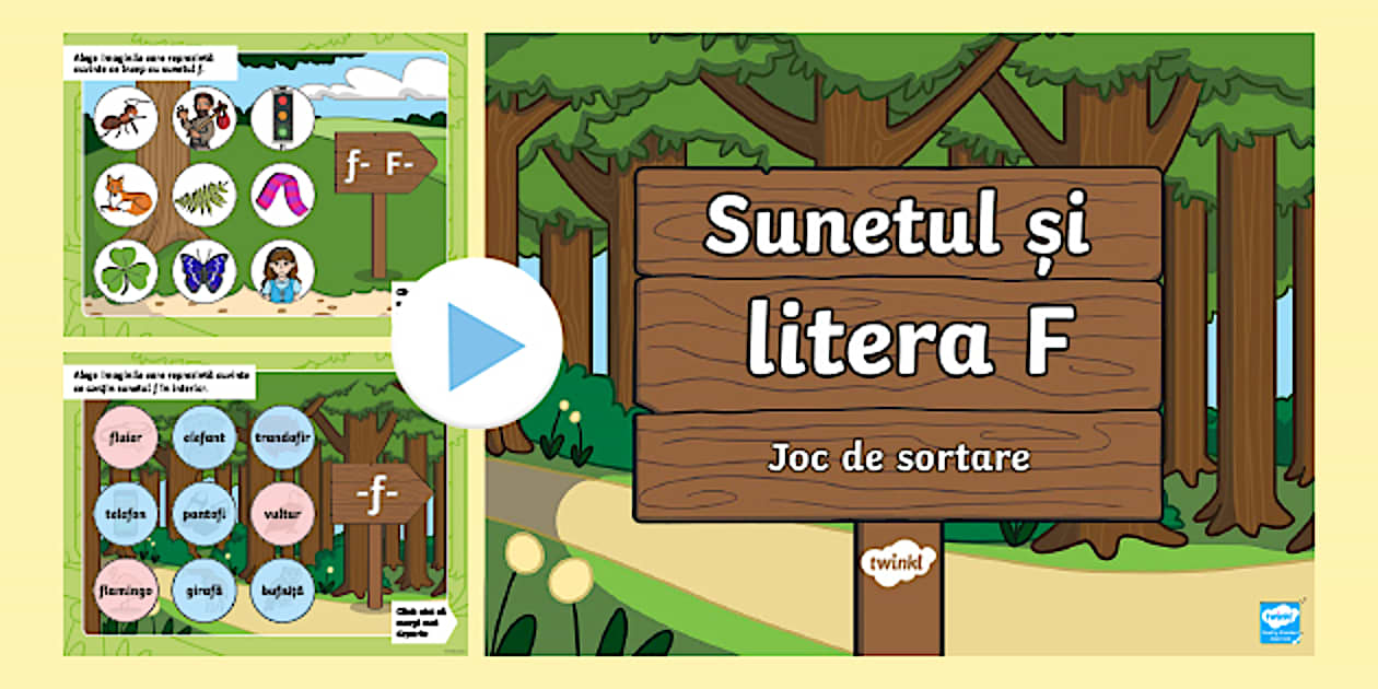 Sunetul și litera F - Joc de sortare PowerPoint - Twinkl