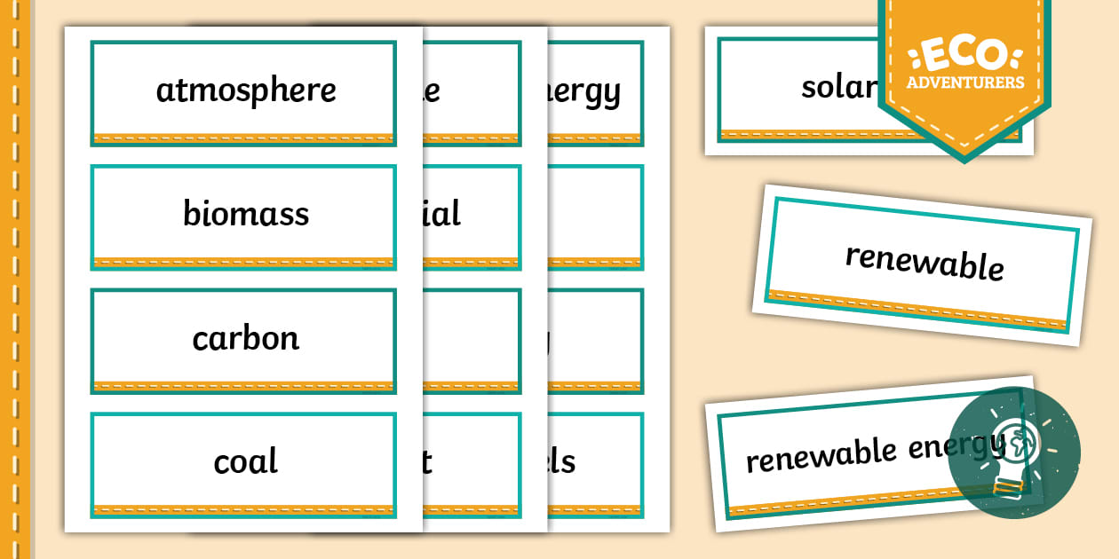 Year 3 Energy: Key Vocabulary Cards