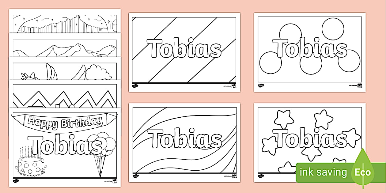 Tobias Name Simple Colouring Activity Sheets | Twinkl | KS1