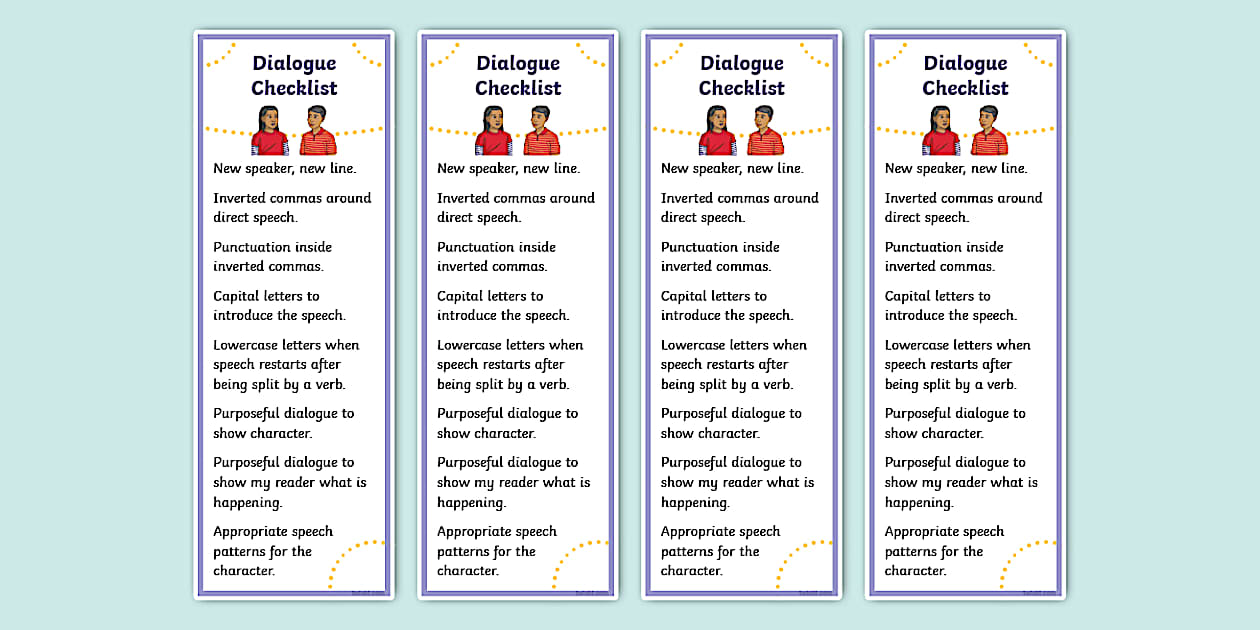 Dialogue Bookmark Checklist (teacher made) - Twinkl