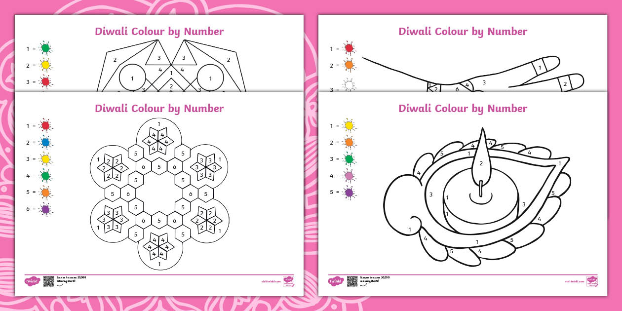 👉 Diwali Colour by Number Activity (teacher made)