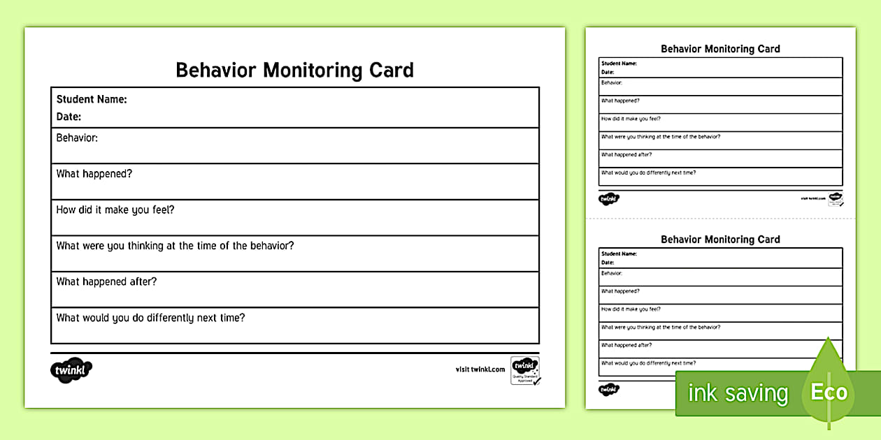 Behavior Monitoring Cards (Hecho por educadores) - Twinkl