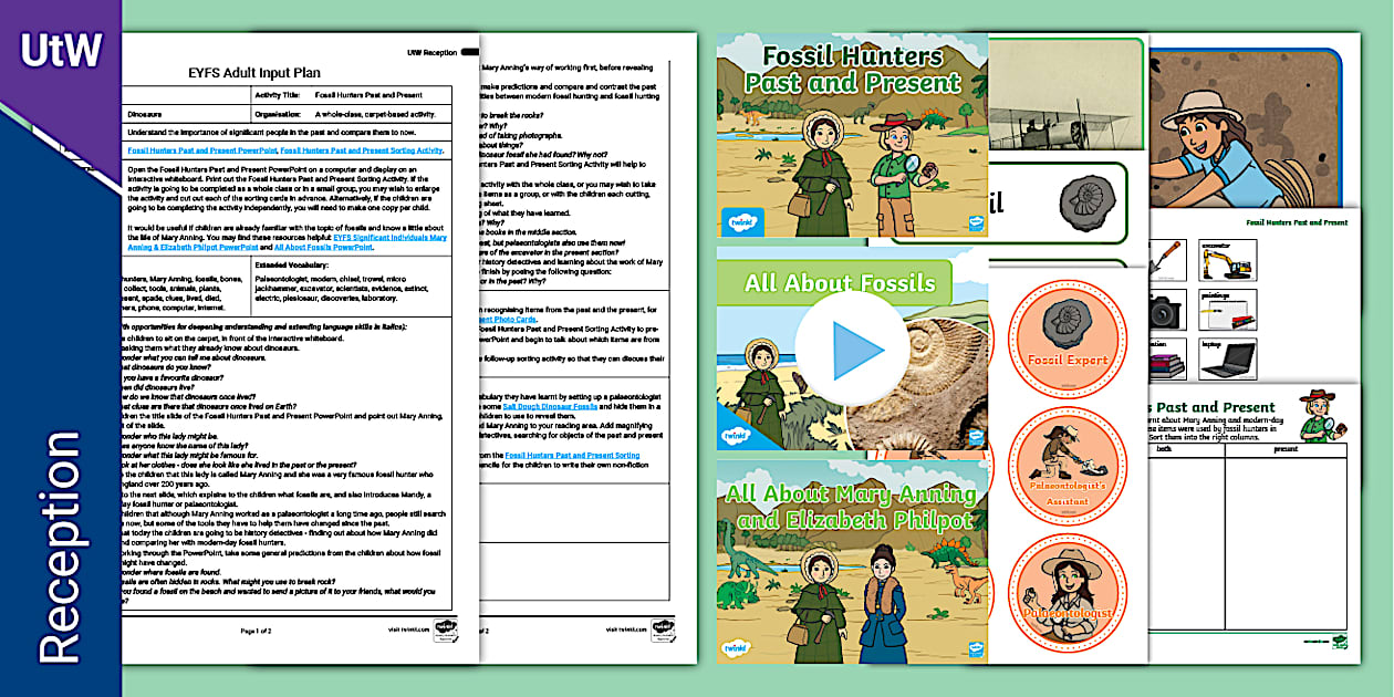 EYFS Fossil Hunters Past & Present Lesson Plan and Resources