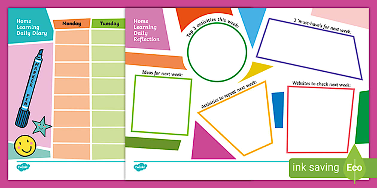 Childcare Reflections Sheet - Daily Diary - Twinkl